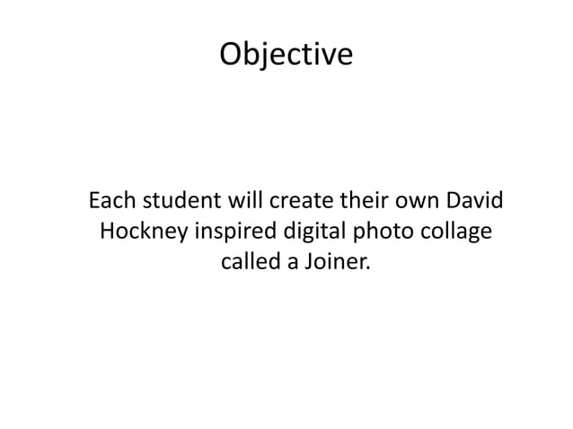 David Hockney Inspired Joiner (Photo Collage) | PPTX