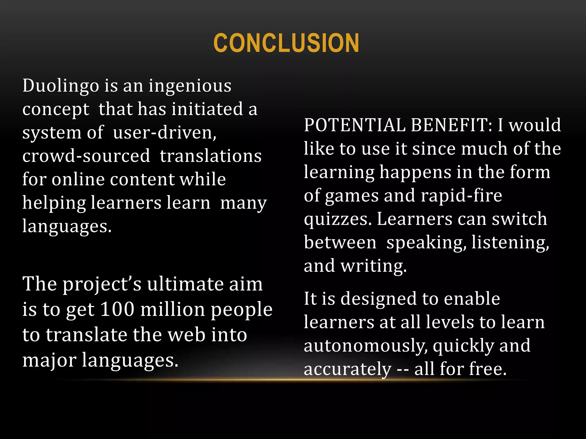 Teach and learn english with duolingo | PPTX