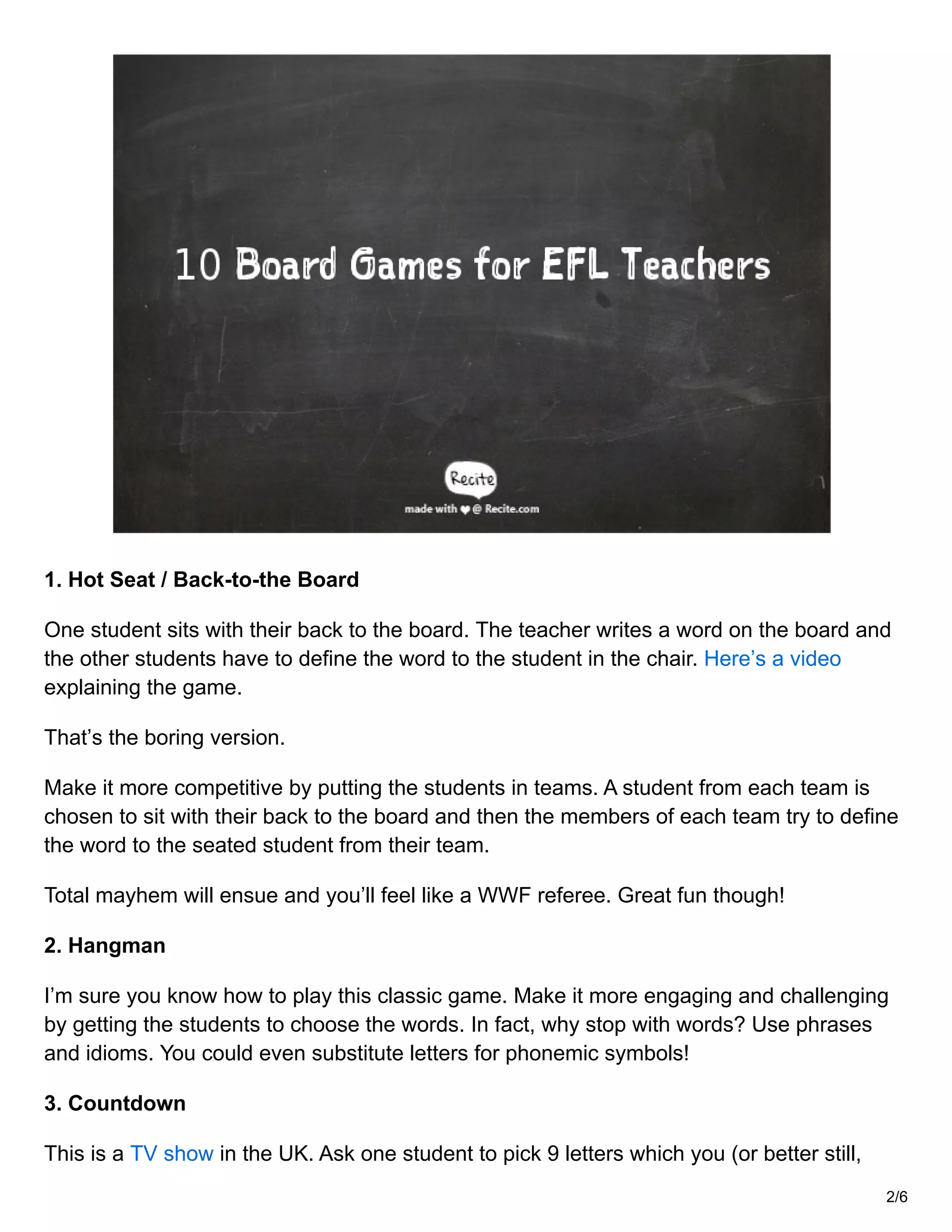 10 board games for EFL teachers | PDF