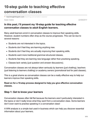 10-step guide to teaching effective conversation classes | PDF