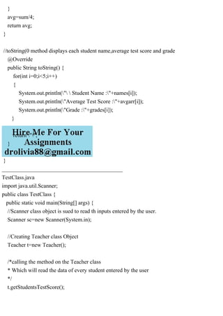 Teacher.javaimport java.util.Arrays; import java.util.Scanner;.pdf