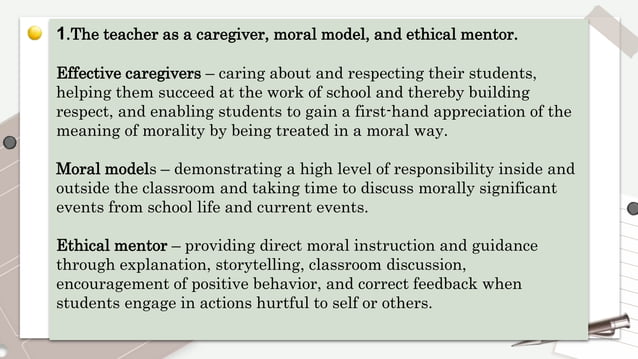 the Teacher as good role model for students.pptx | Education