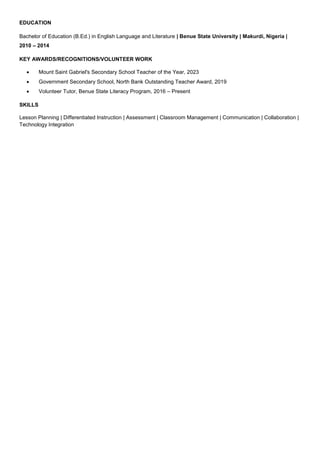Teacher - Fully Editable ATS Resume Template.docx