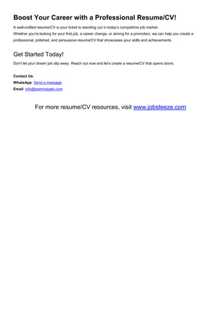 Teacher - Fully Editable ATS Resume Template.docx