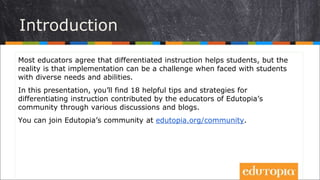 Teacher Tested Strategies for Differentiated Instruction | PPTX
