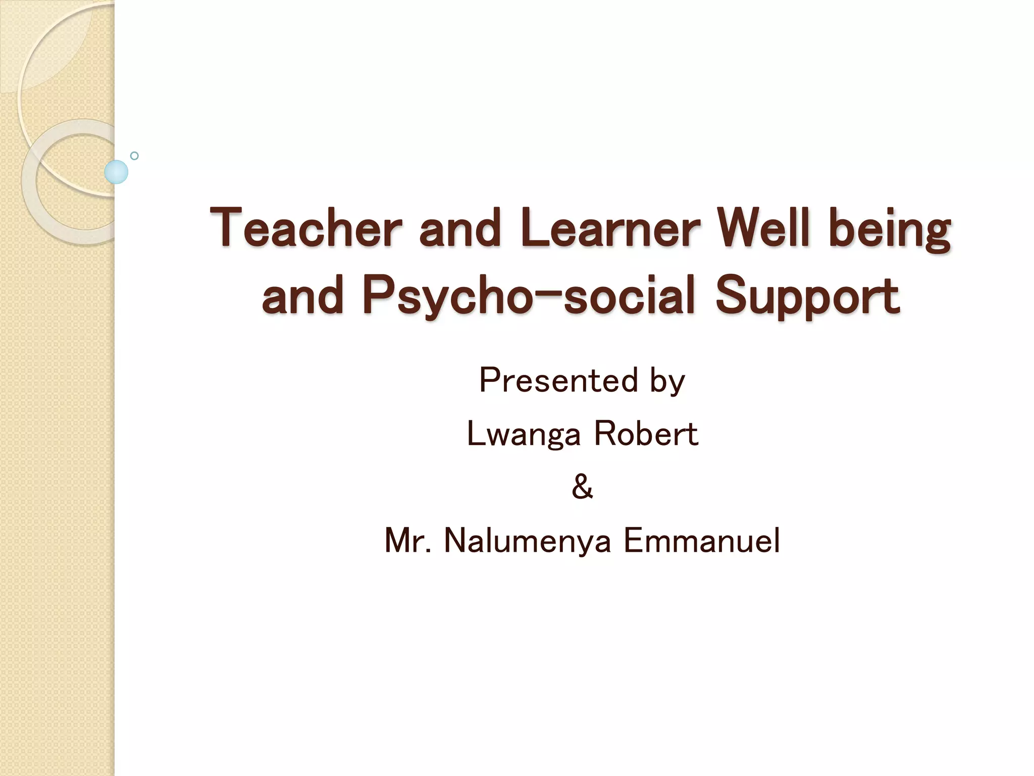 Teacher and Learner Well being in competence based learning | PPTX