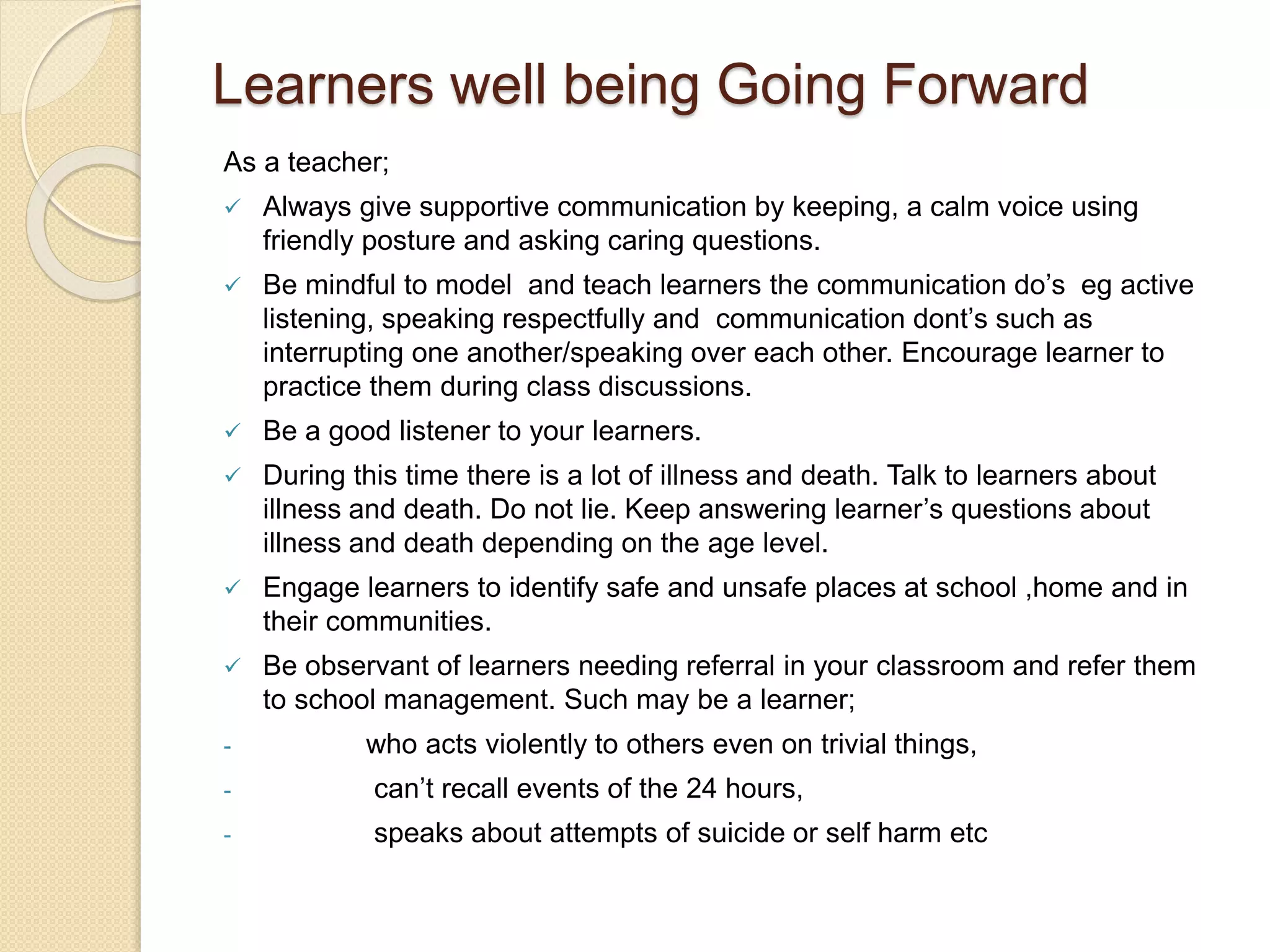 Teacher and Learner Well being in competence based learning | PPTX