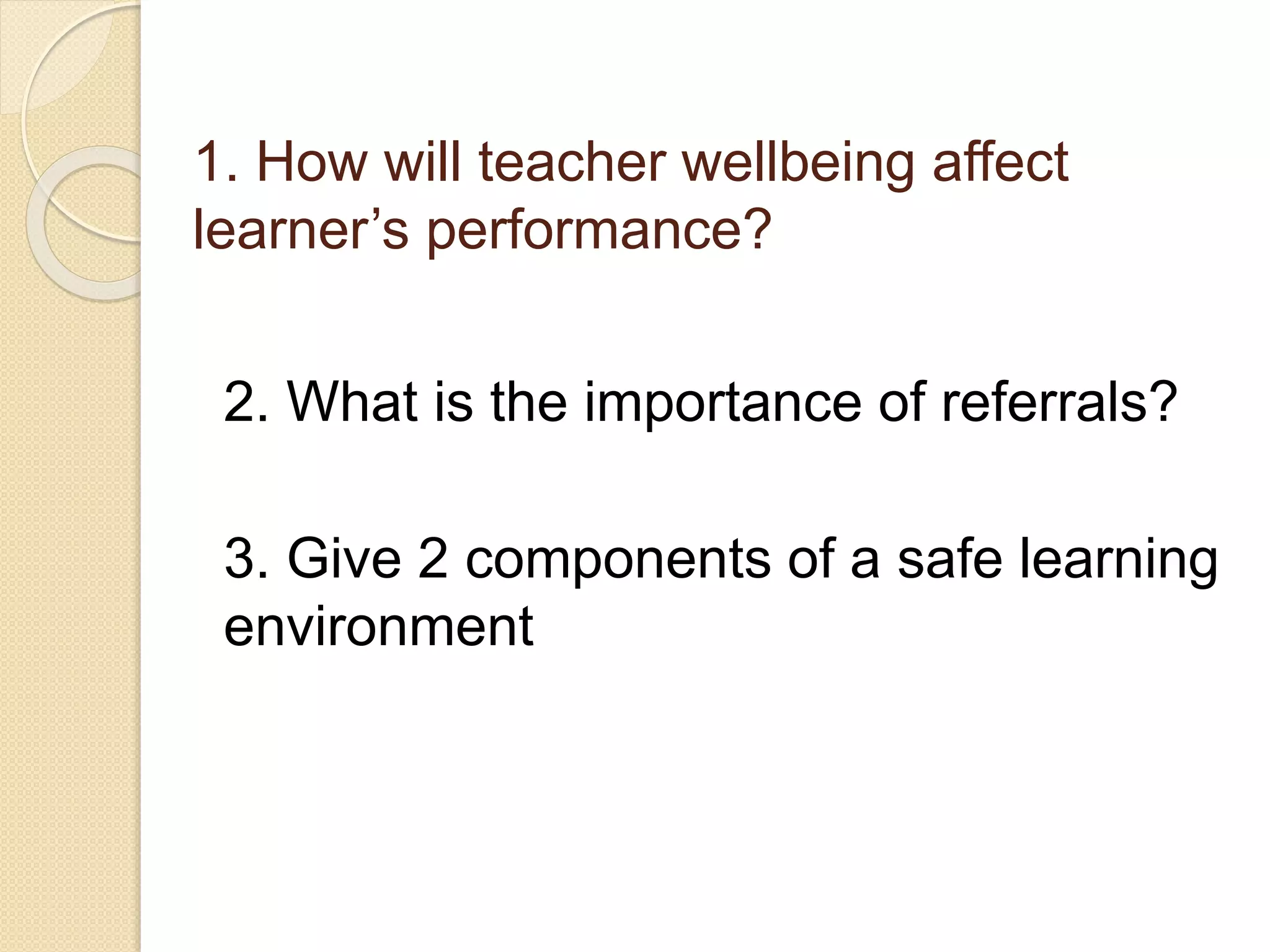 Teacher and Learner Well being in competence based learning | PPTX
