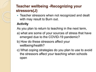 Teacher and Learner Well being in competence based learning | PPT