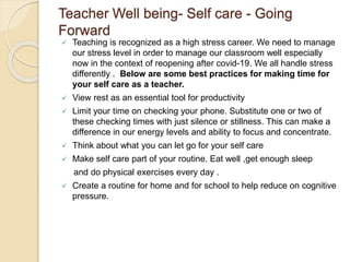 Teacher and Learner Well being in competence based learning | PPT