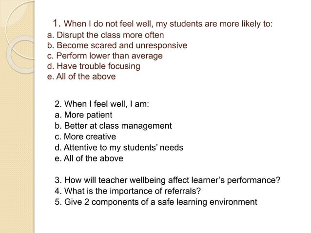 Teacher and Learner Well being in competence based learning | PPT