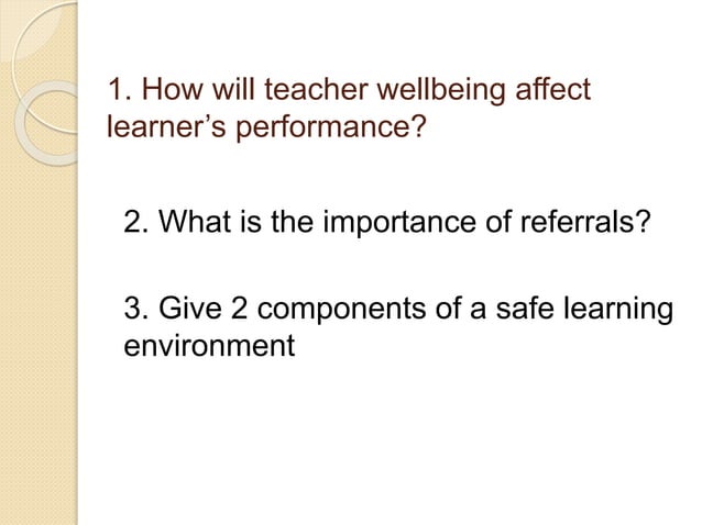Teacher and Learner Well being in competence based learning | PPT
