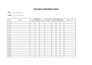 Teacher assessment form | PPT