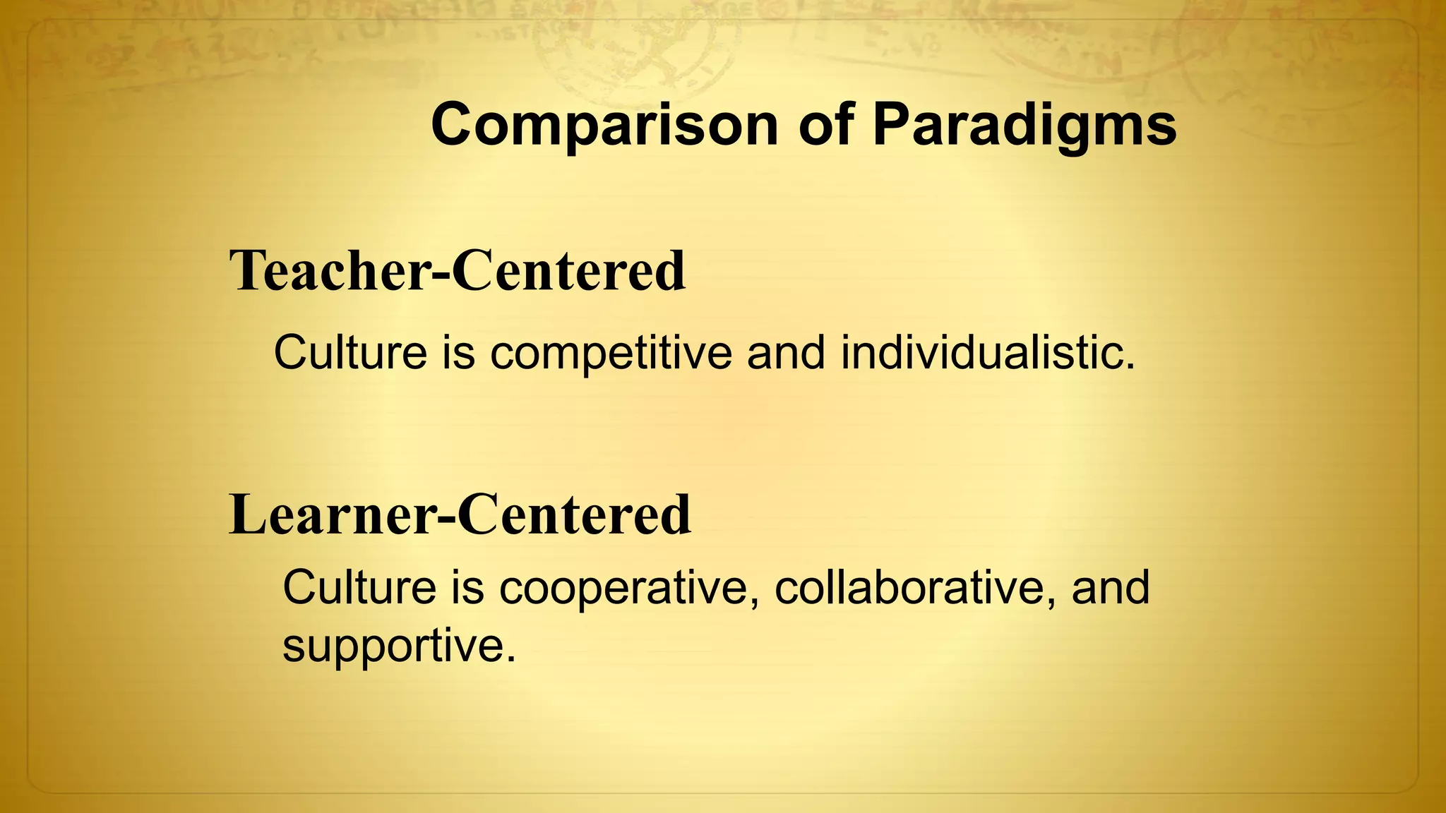Teacher center to learner centered | PPTX