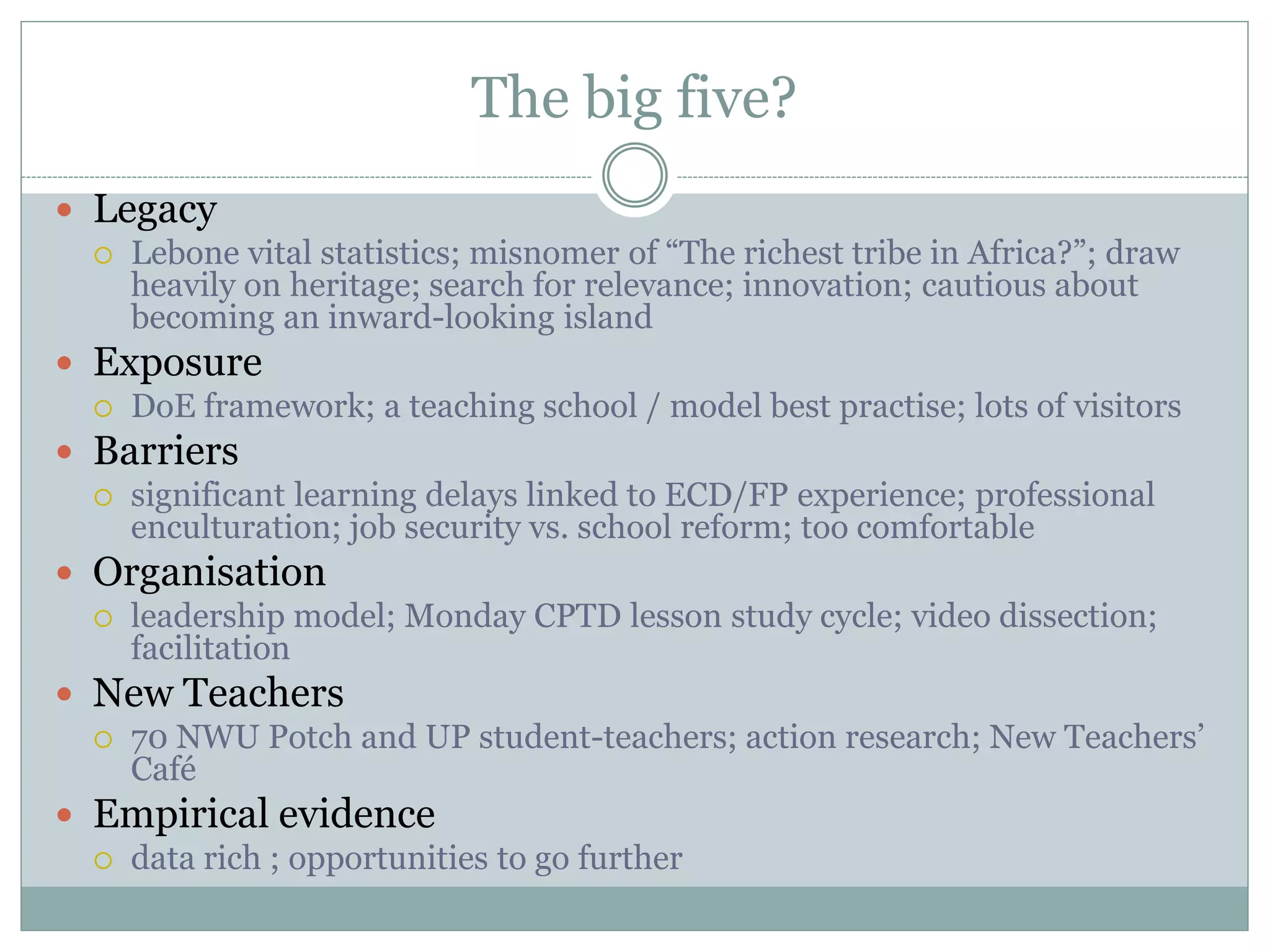 Teacher Development Hub @ Lebone II College in South Africa | PPT