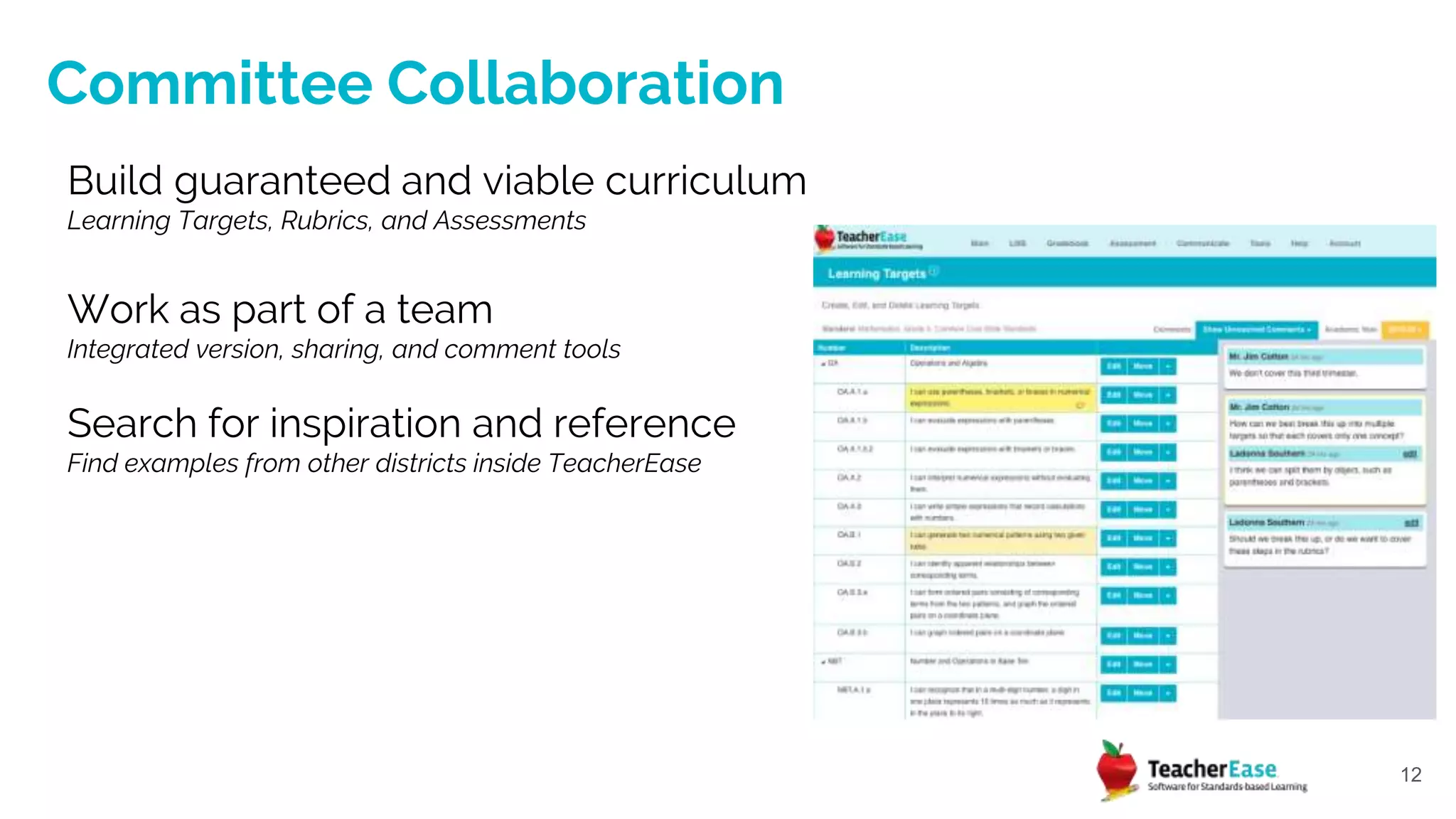 TeacherEase Standards-based learning features | PPT