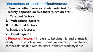 Teacher effectiveness ( Post active phase of teaching & its ...
