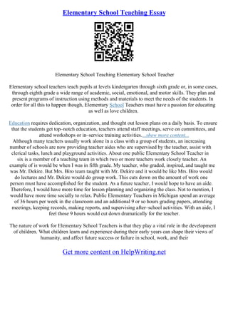 Teacher Essay Topics | PDF
