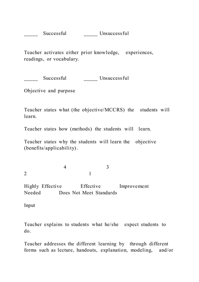 Teacher Evaluation Develop a teacher evaluation checklist | DOCX ...