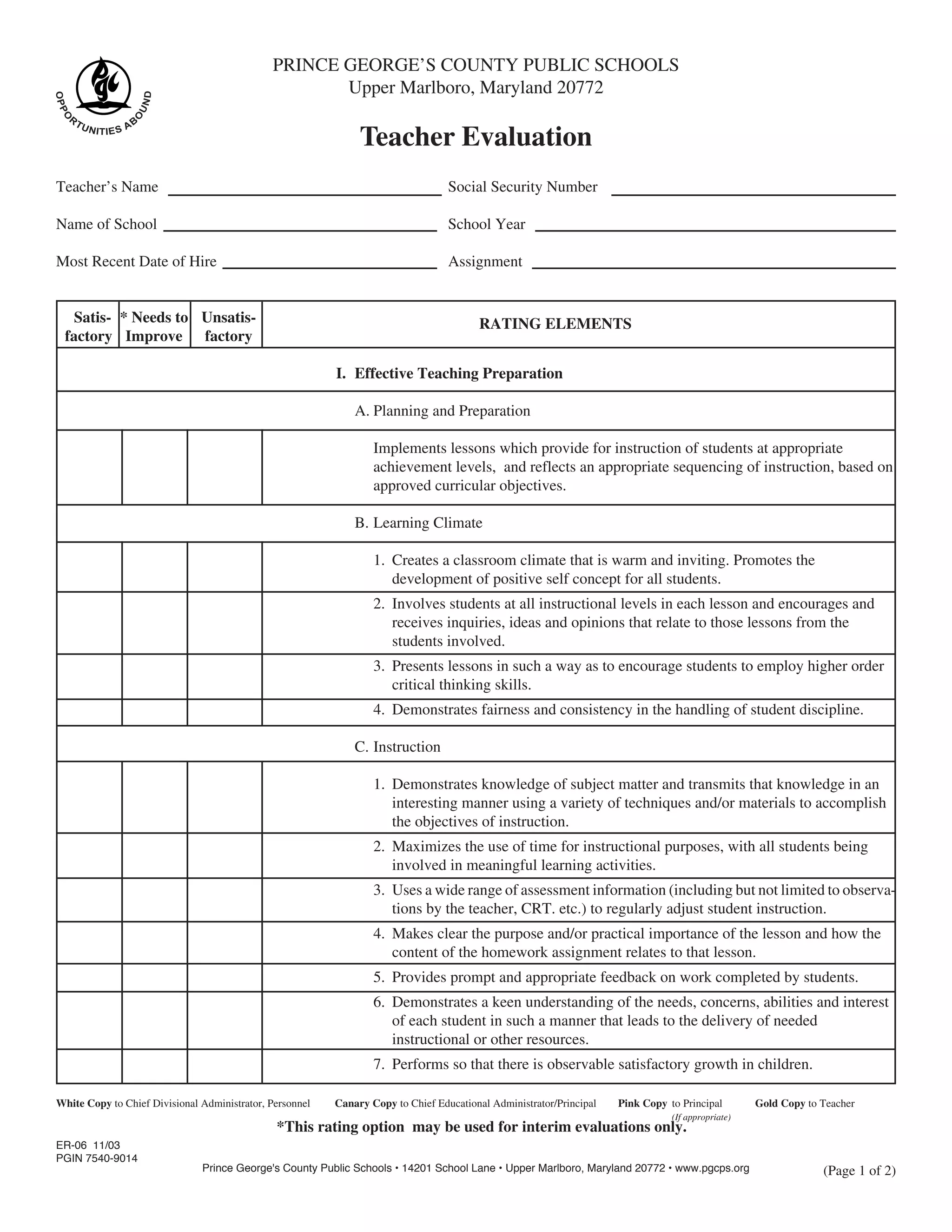 Teacher evaluation form for students template | PDF