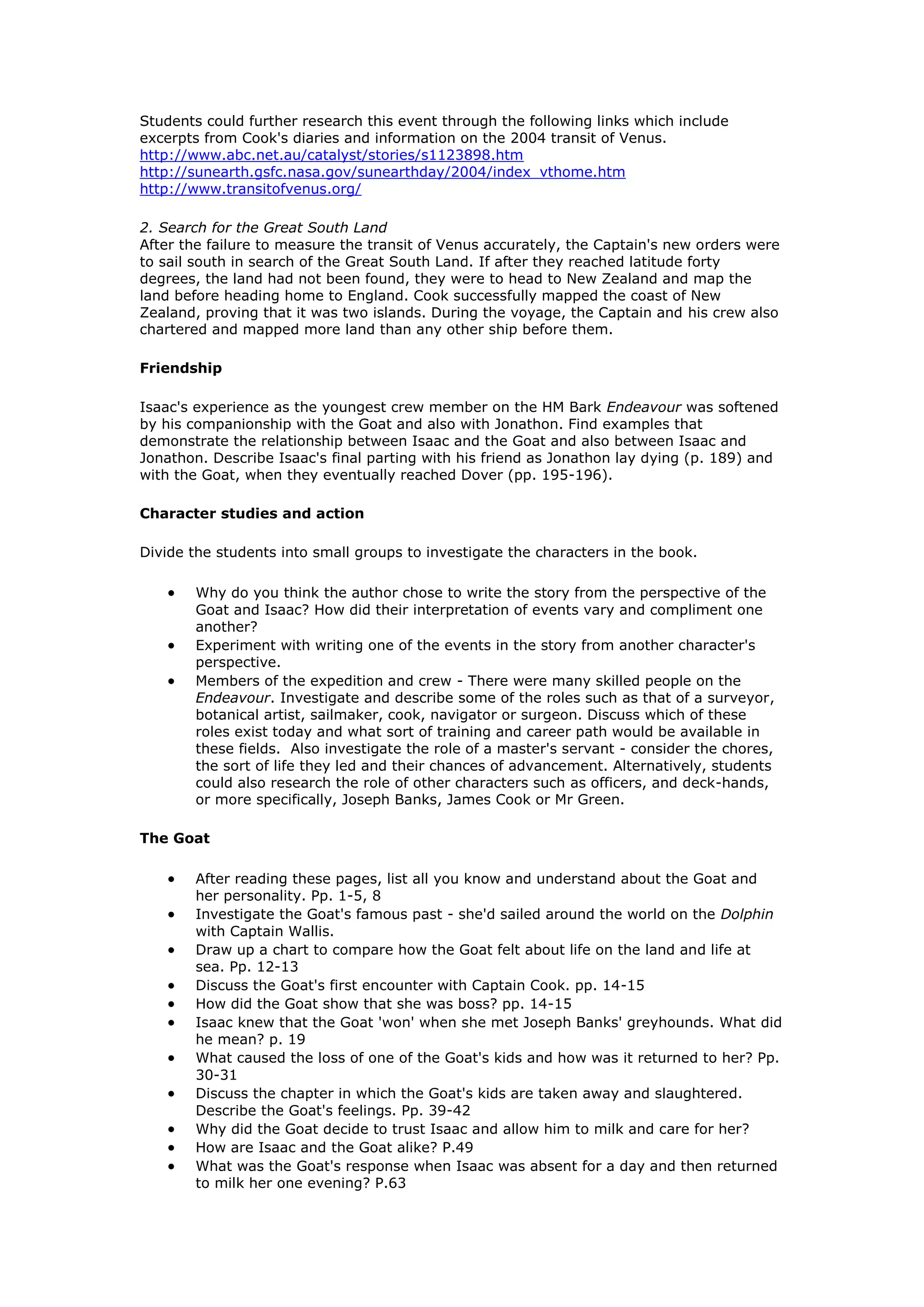 Teacher guide - The Goat who sailed the World | PDF