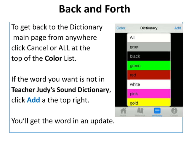 Teacher Judy's Sound Dictionary app | PPTX