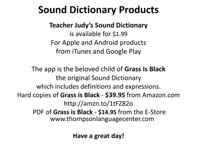 Teacher Judy's Sound Dictionary app | PPTX
