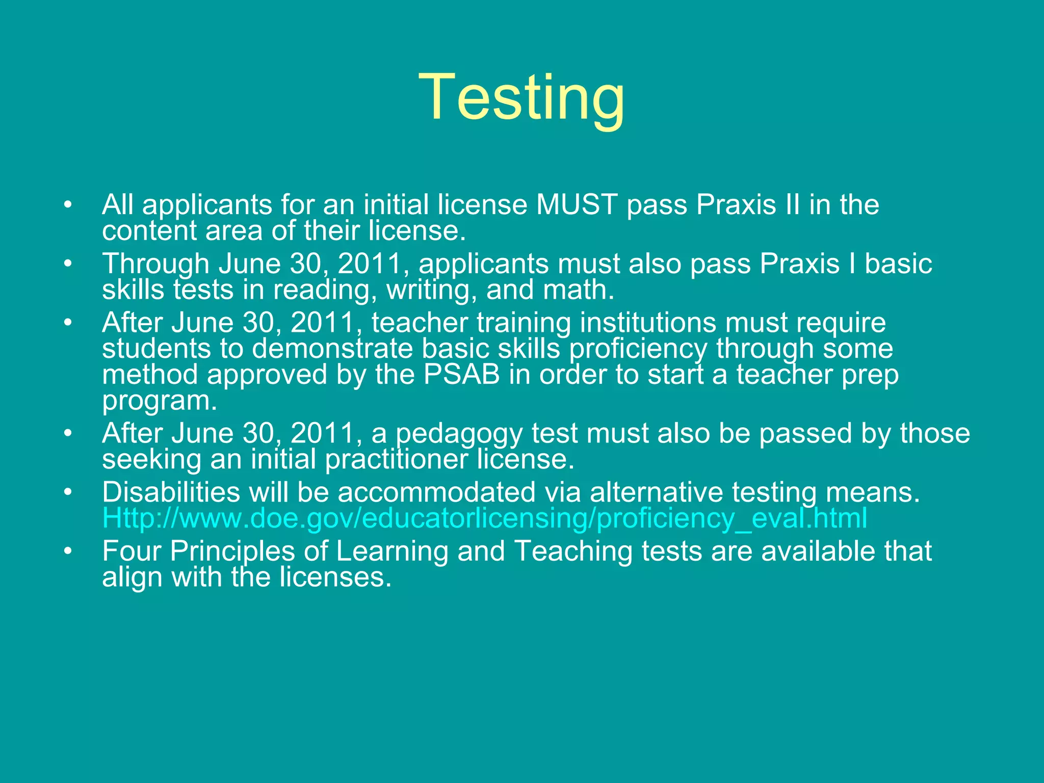 UPDATED: Teacher Licensing | PPT