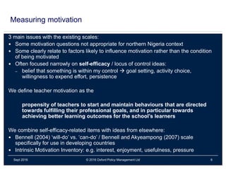 Measuring teacher motivation: a scale and findings from northern ...