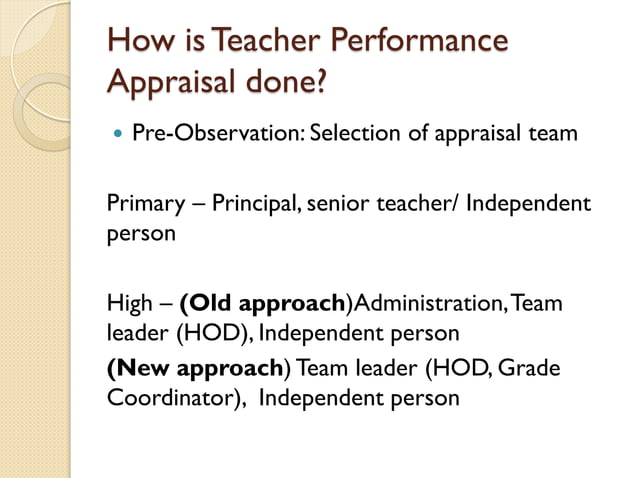Teacher performance appraisal presentation | PDF