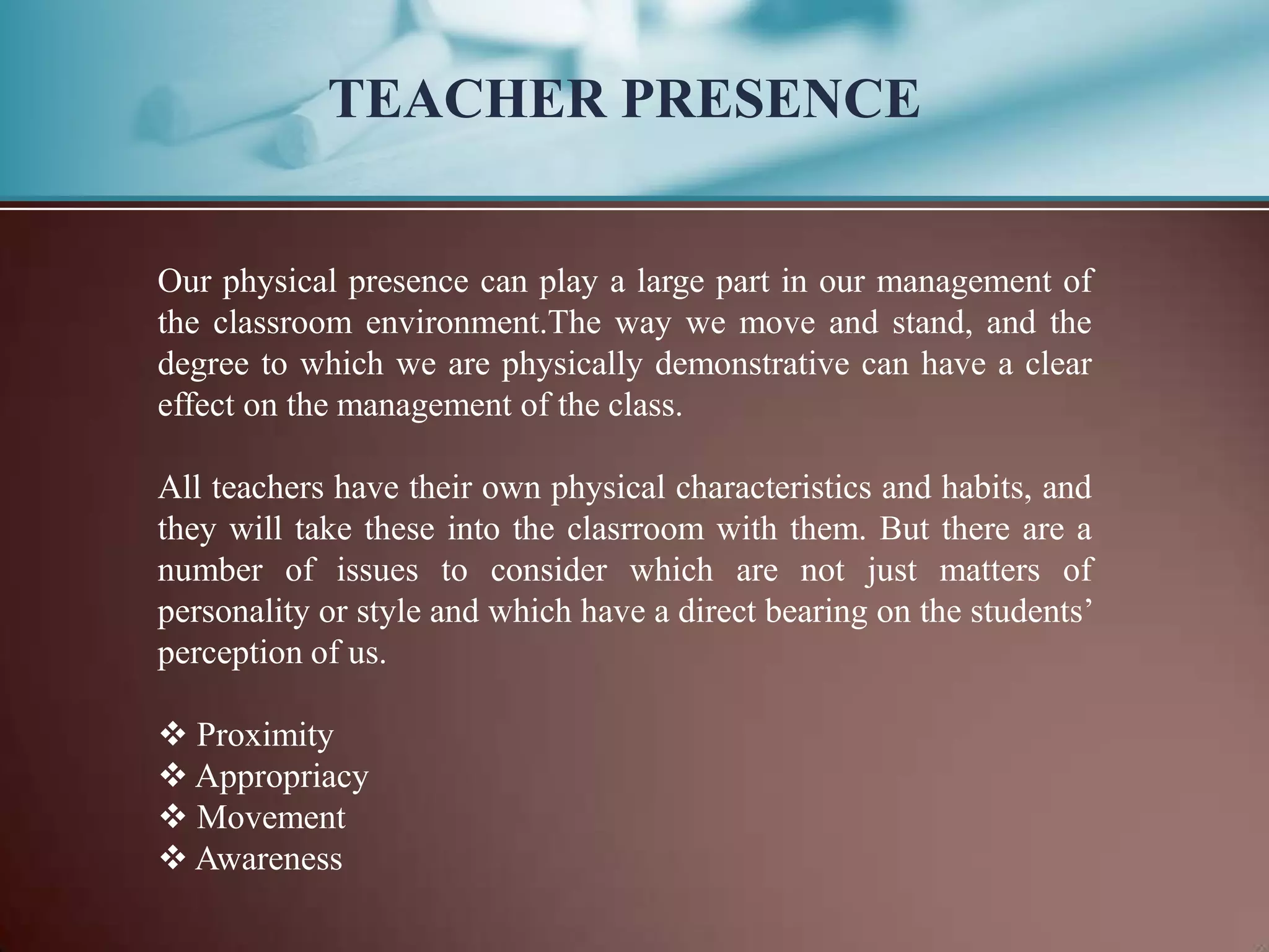 Teacher presence and talk | PPTX | Education