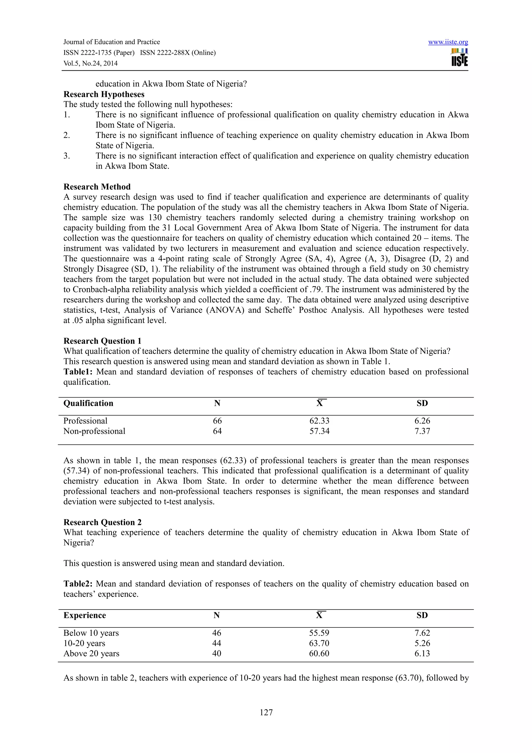Teacher qualification and experience as determinants of quality ...