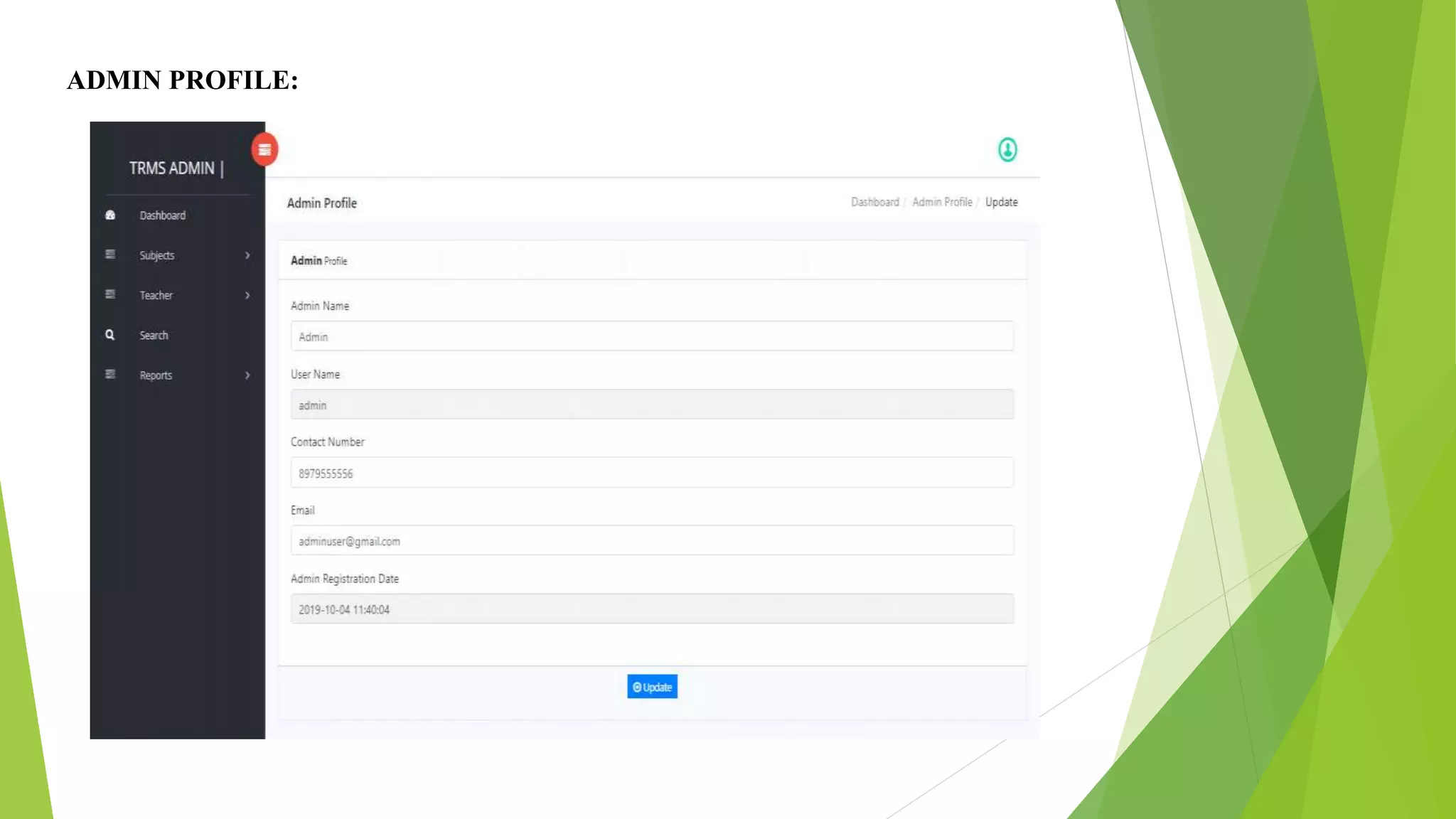 TEACHER RECORD MANAGEMENT SYSTEM REPORT PPT | PPTX