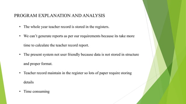 TEACHER RECORD MANAGEMENT SYSTEM REPORT PPT | PPTX