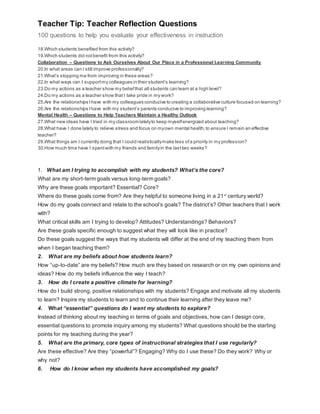 Teacher reflection | PDF