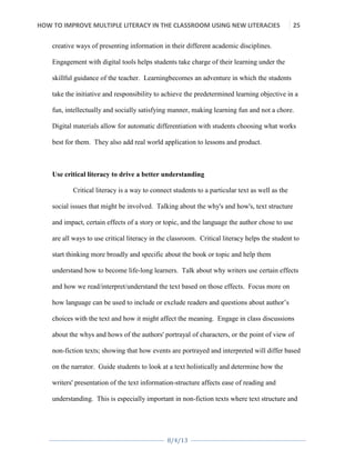 How to improve multiliteracies in the classroom using new literacies | PDF