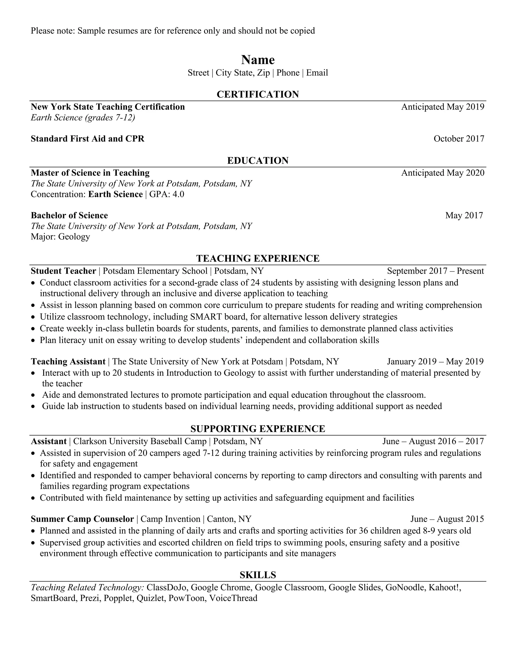 Teacher Resume Samples .pdf
