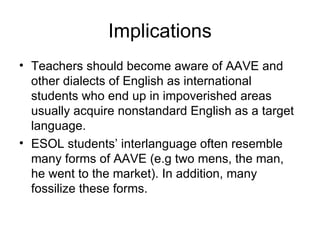 Teachers Attitudes Toward AAVE Presentation | PPT
