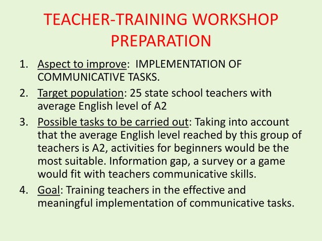 English teachers - training workshop | PPTX | Homework and Study ...