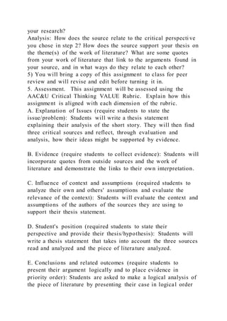 TEACHER SAMPLEAnalyzing Literature and Evaluating Sources[A Sa | PDF