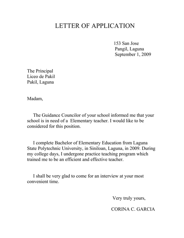 Teachers Application Letter | DOC
