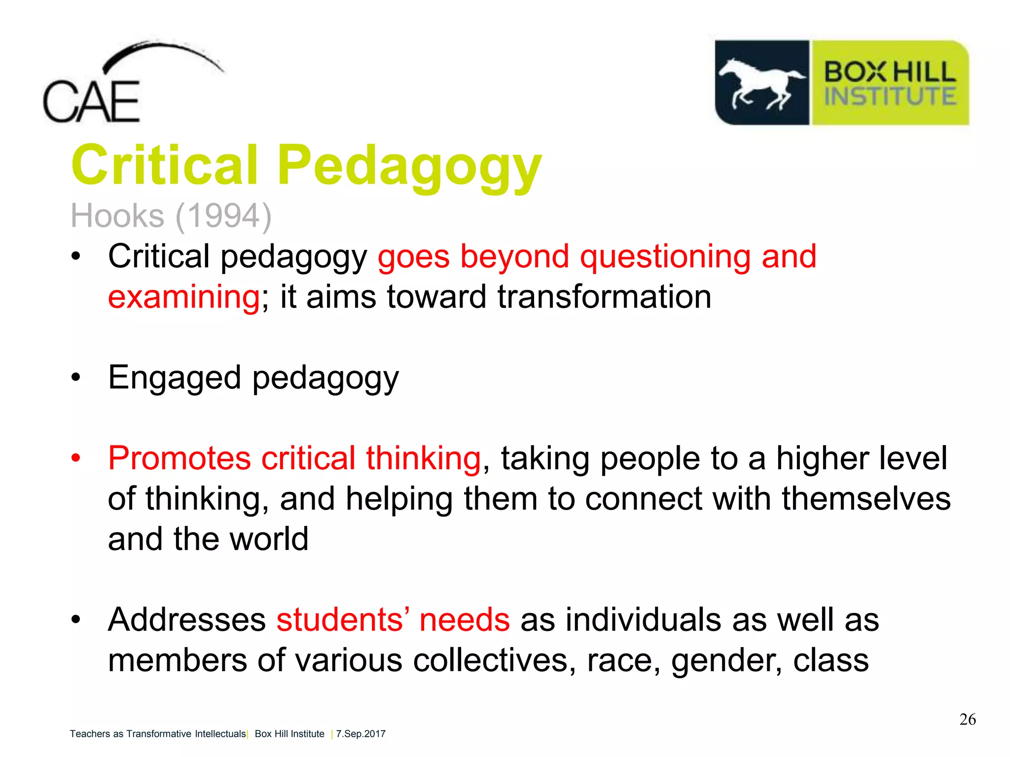 Teachers as transformative intellectuals v10 | PPTX