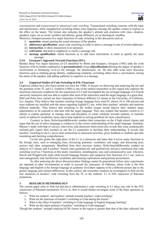 Teachers’ code switching in a content-focused english as a second ...