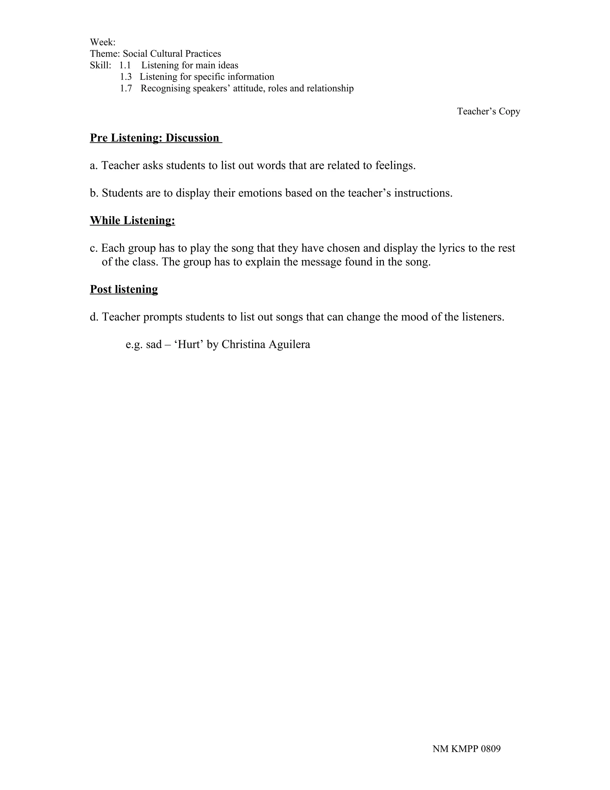 Teacher's copy 2nd hour | PDF