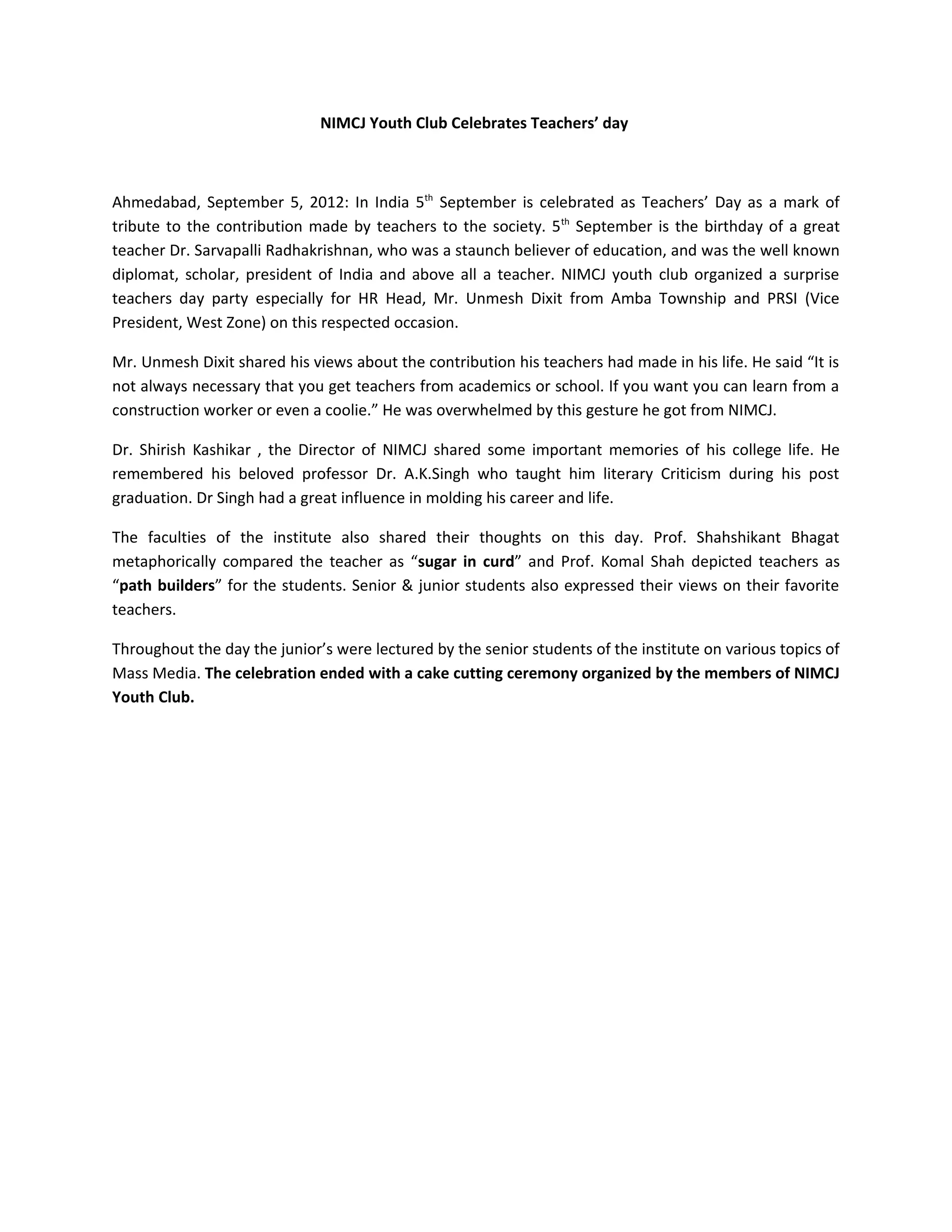 Teachers Day | PDF