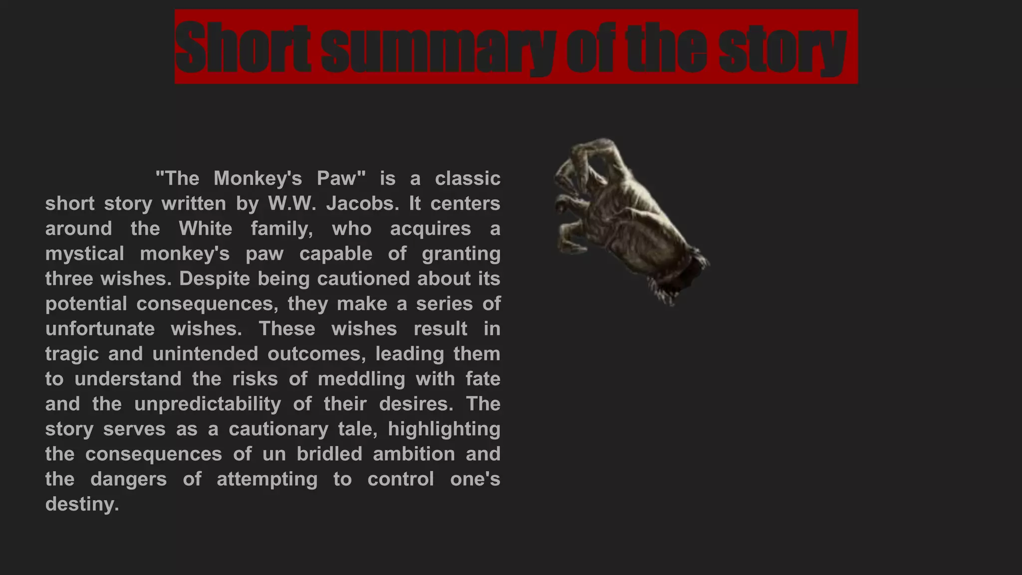 "Monkey's Paw "written by w.w.jacob. | PPTX