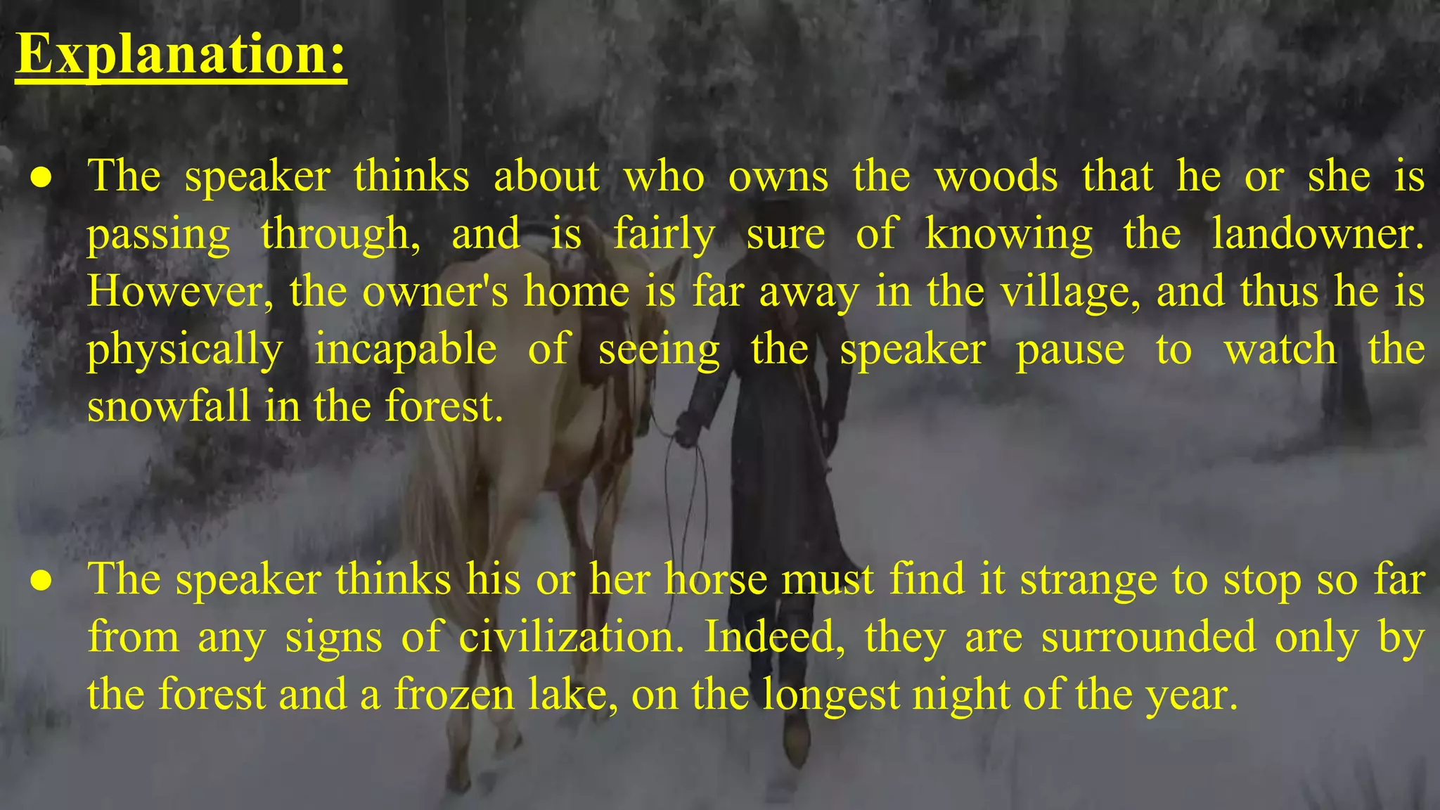 Stopping by Woods on a Snowy Evening Poem by Robert Frost | PPTX