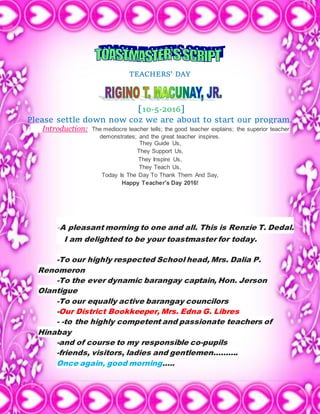 Teachers' Day Script 2016 (macunay) | DOCX