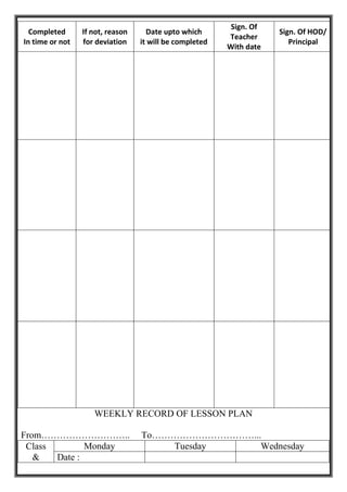 Diary for the School Teachers for Everyday Work Planning | DOCX