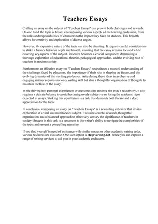 Teachers Essays | PDF